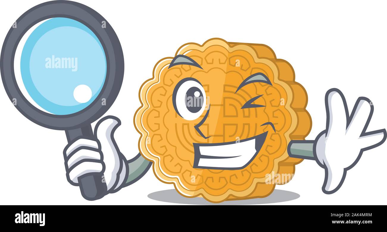 Cool and Smart chinese mooncake Detective cartoon mascot style Stock ...