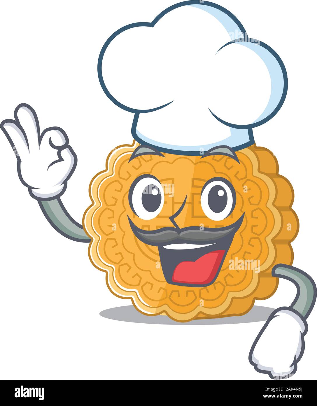 Chinese mooncake cartoon character wearing costume of chef and white ...