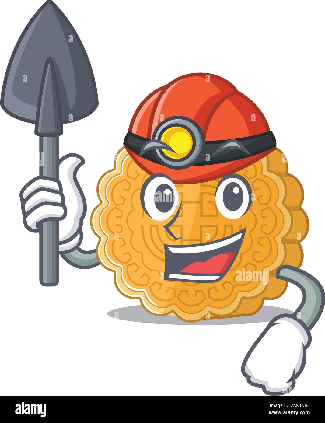 Cool clever Miner chinese mooncake cartoon character design Stock ...