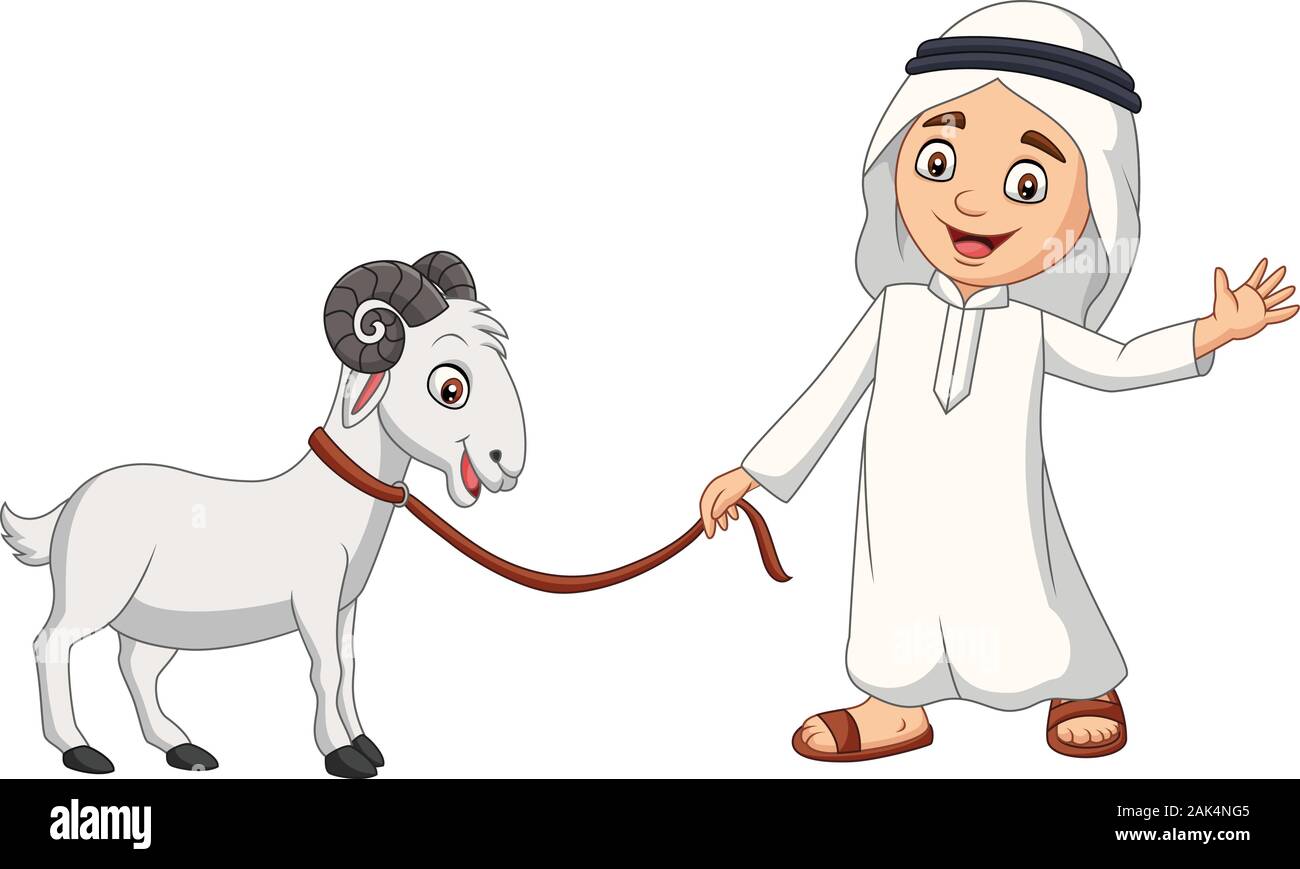 Cartoon Arab Muslim boy with a goat Stock Vector Image & Art - Alamy