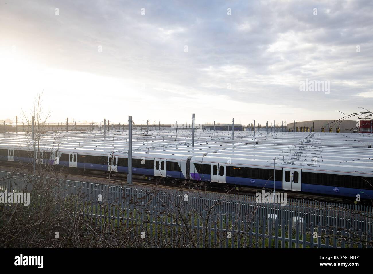 Crossrail trains wait for the completion of the Elizabeth Line at a ...
