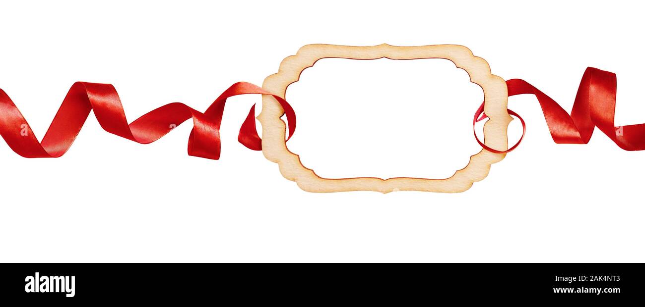 Red silk twisted ribbons and a frame isolated on white background Stock ...