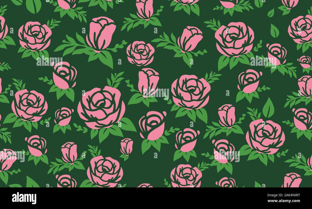 Beauty of pink rose flower pattern background for valentine, with leaf and flower design Stock ...