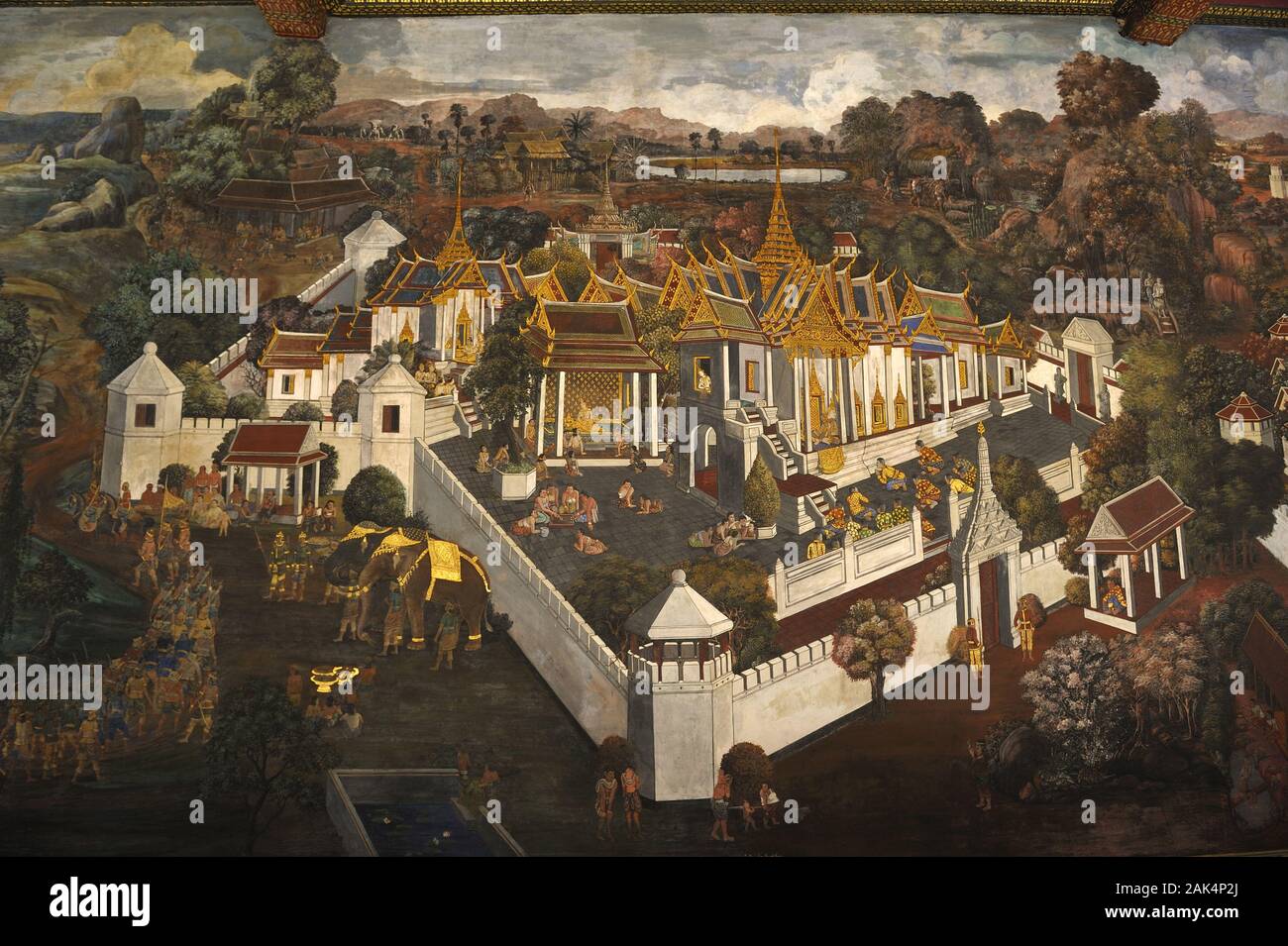 Bangkok/Grand Palace: Wandmalereien im Wat Phra Kaeo (Tempel des ... Bangkok/Grand Palace: Wandmalereien im Wat Phra Kaeo (Tempel des ...