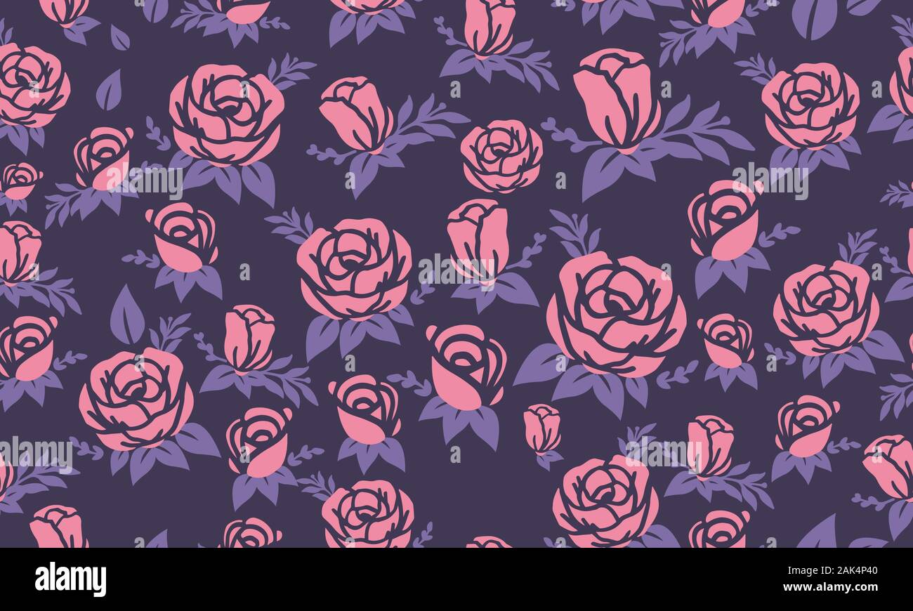 Beauty of pink rose flower pattern background for valentine, with leaf and flower design Stock ...