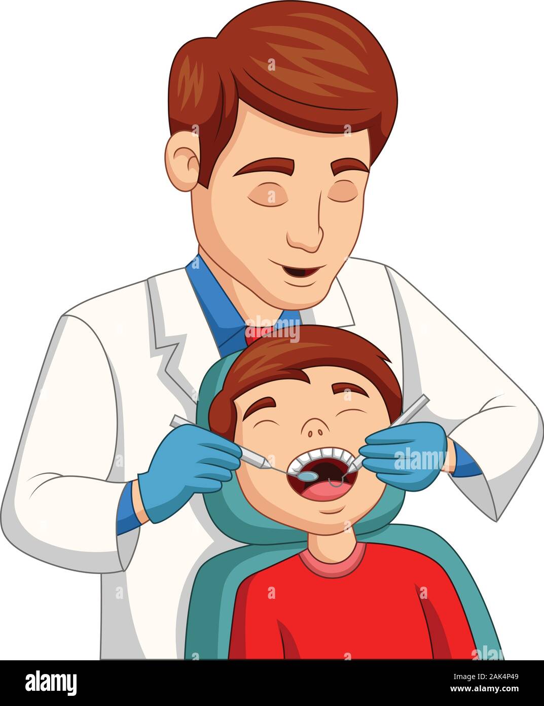 Cartoon little boy having his teeth checked by dentist Stock Vector ... Cartoon little boy having his teeth checked by dentist Stock Vector ...