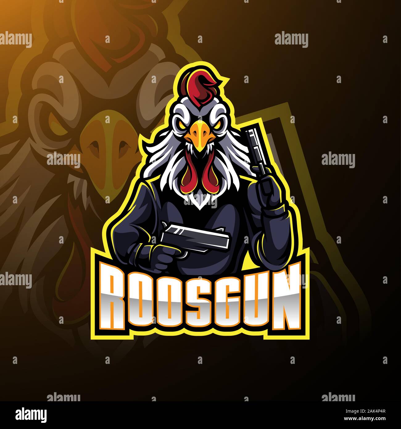 Rooster with gun mascot logo design Stock Vector Image & Art - Alamy