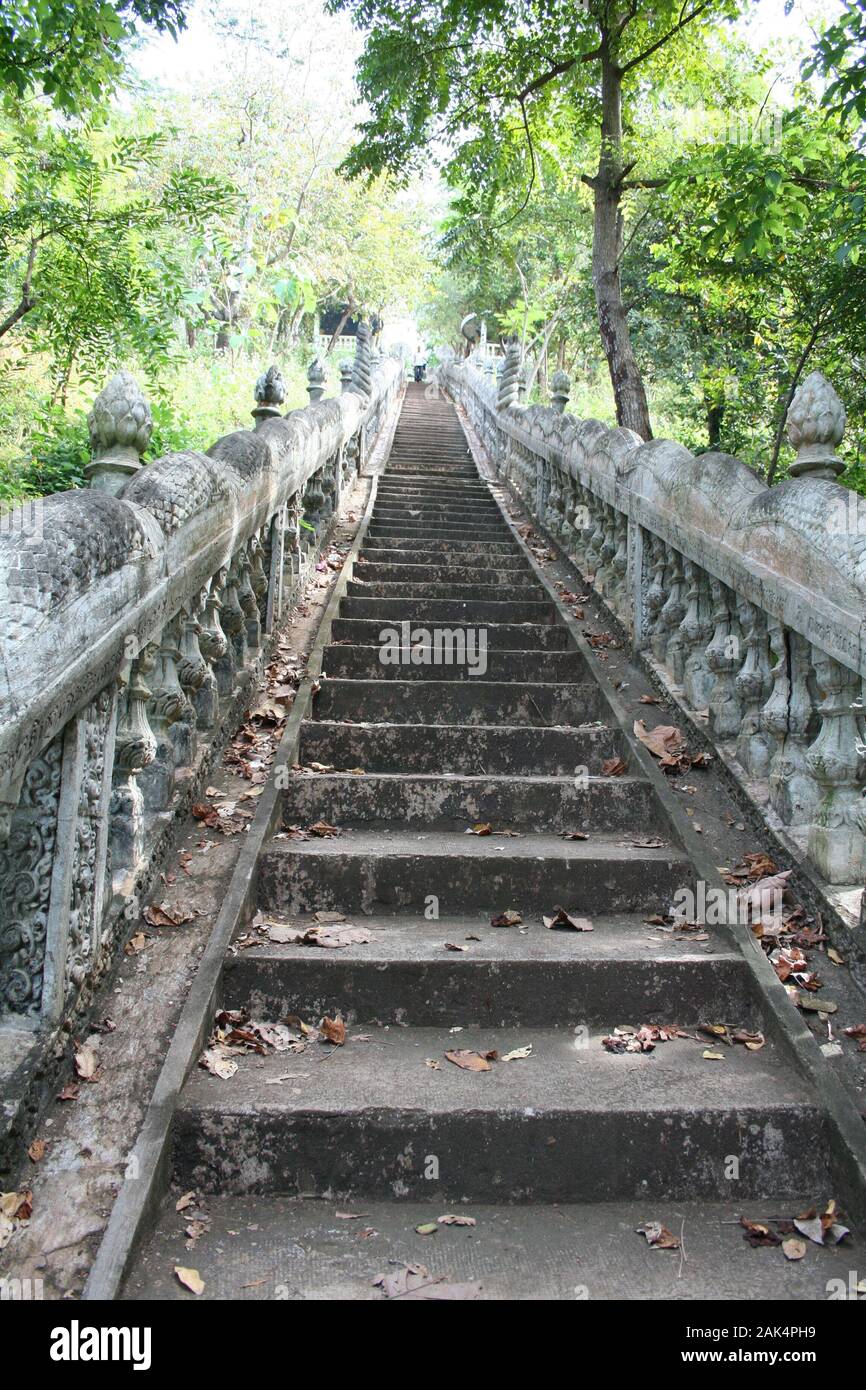 Stairs to a Buddhist temple on a hill in Cambodia Stock Photo - Alamy