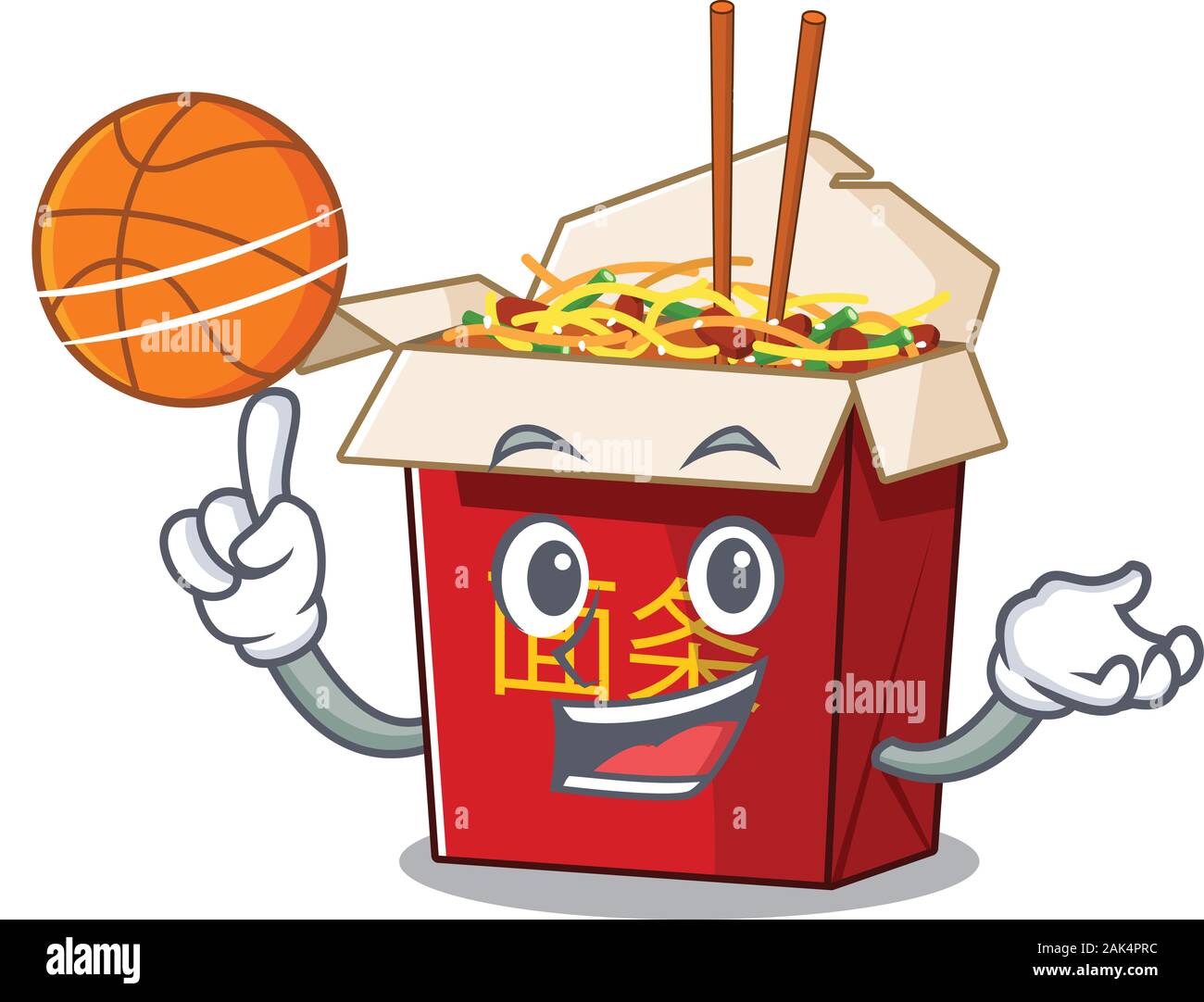 A mascot picture of chinese box noodle cartoon character playing ...
