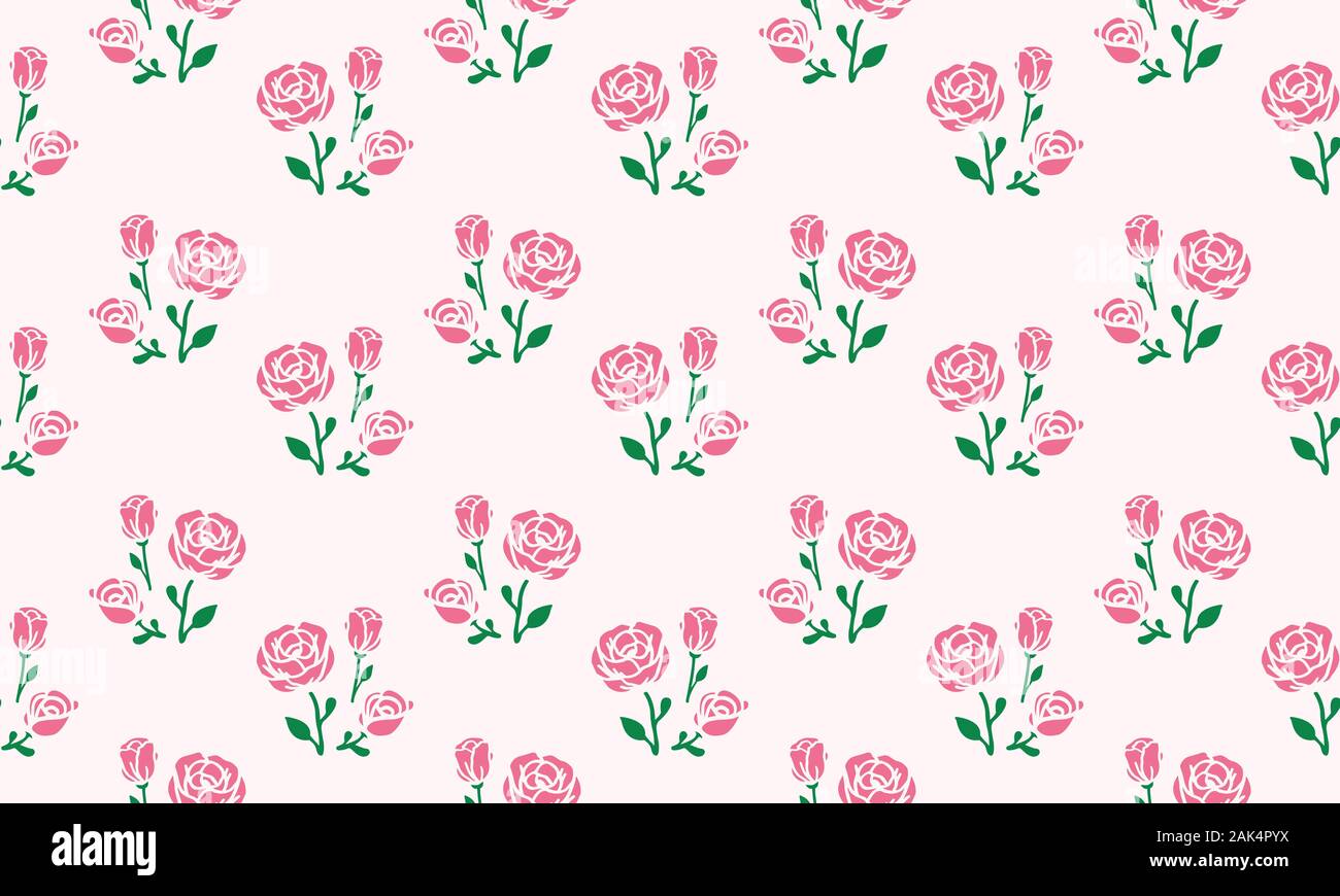 Valentine Flower pattern background, with cute and seamless pink flower ...