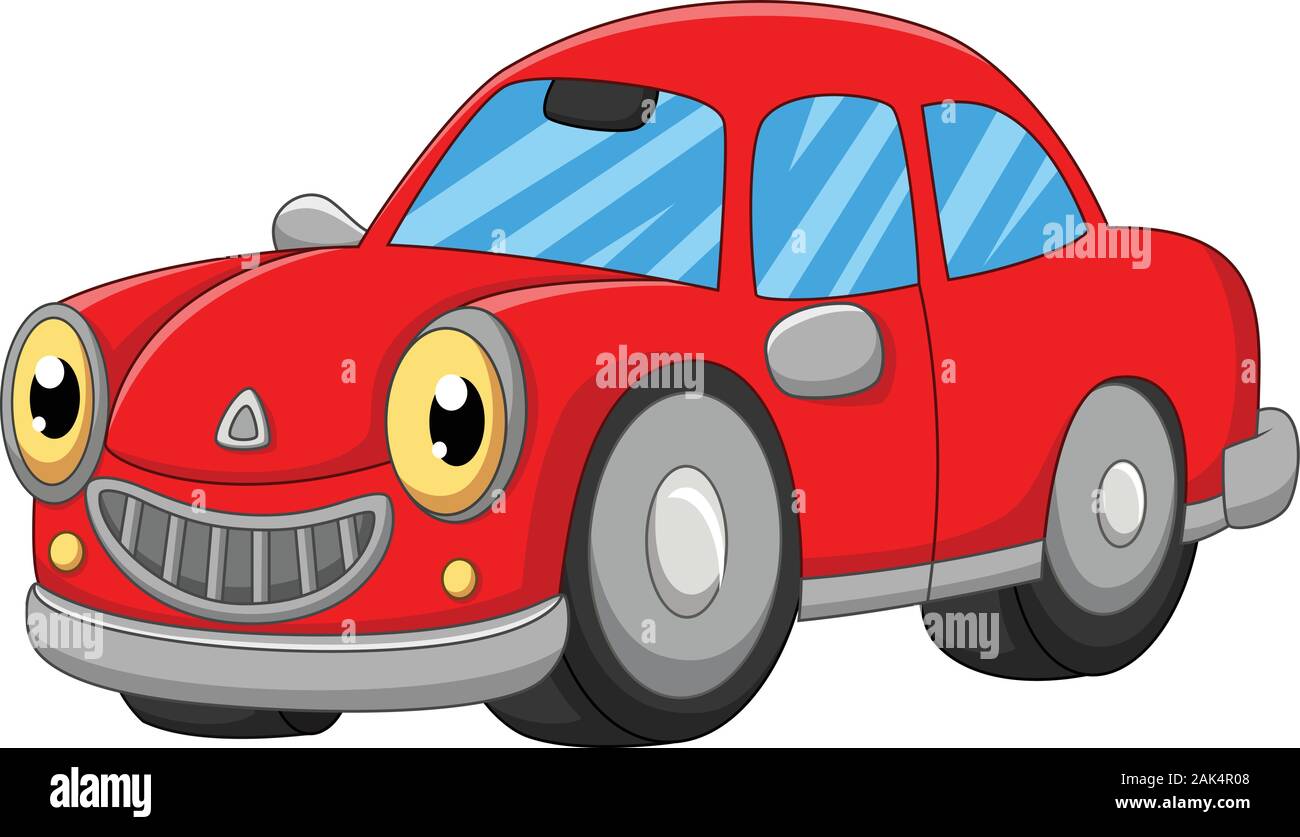 Smiling red car cartoon on white background Stock Vector Image & Art ...