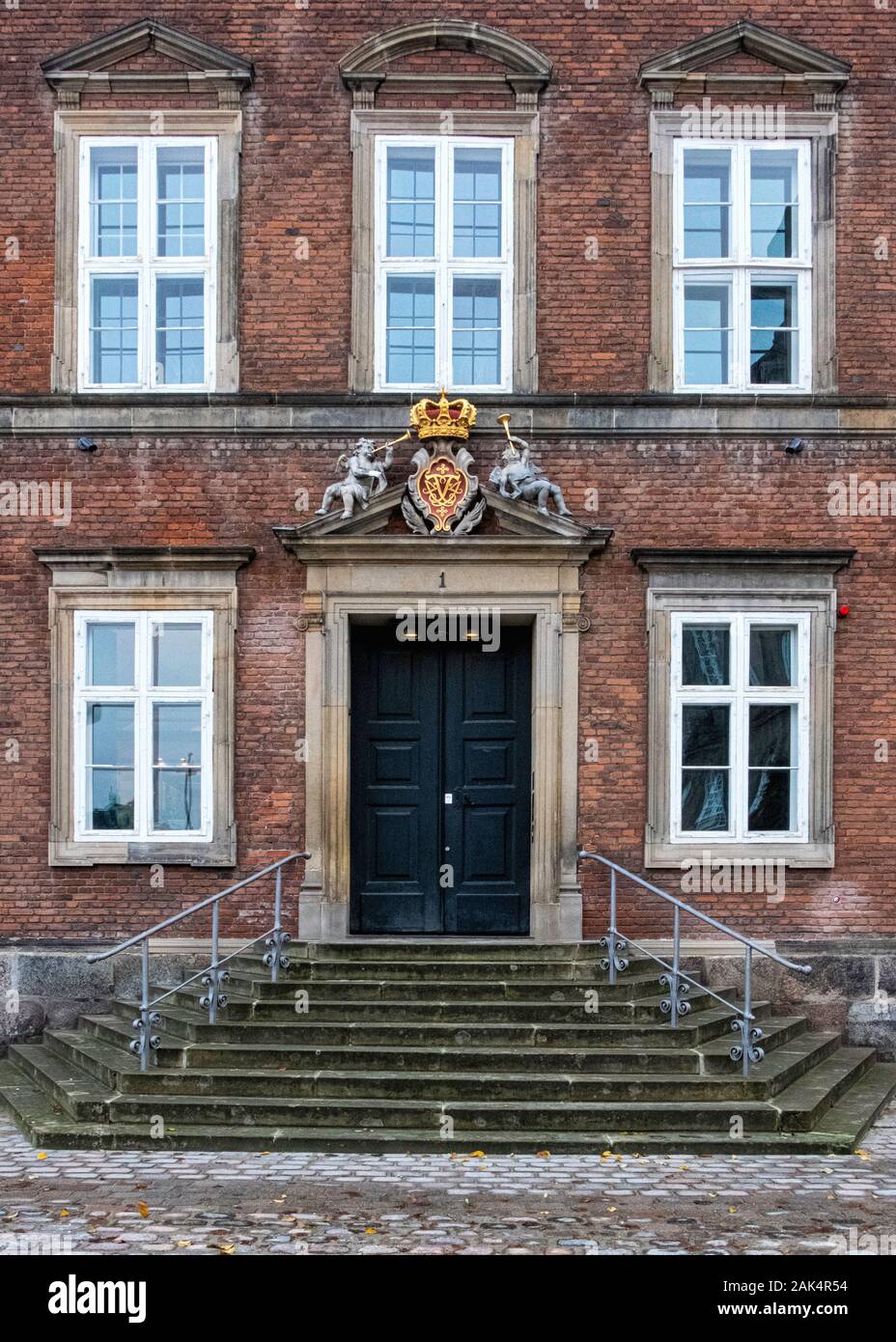 Christiansborg Slot Palace Courtyard detail. Royal Monogram of King ... Christiansborg Slot Palace Courtyard detail. Royal Monogram of King ...