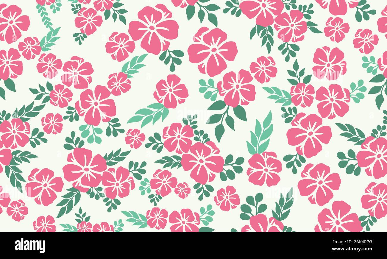 Valentine Flower pattern background, with cute and seamless pink flower ...