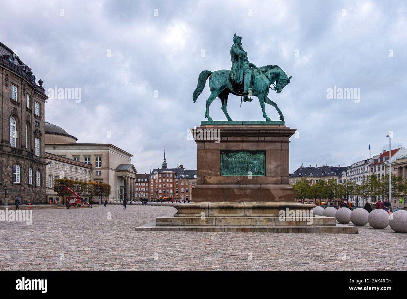 Bronze equestrian statue of Frederick VII outside Christiansborg Slot ...