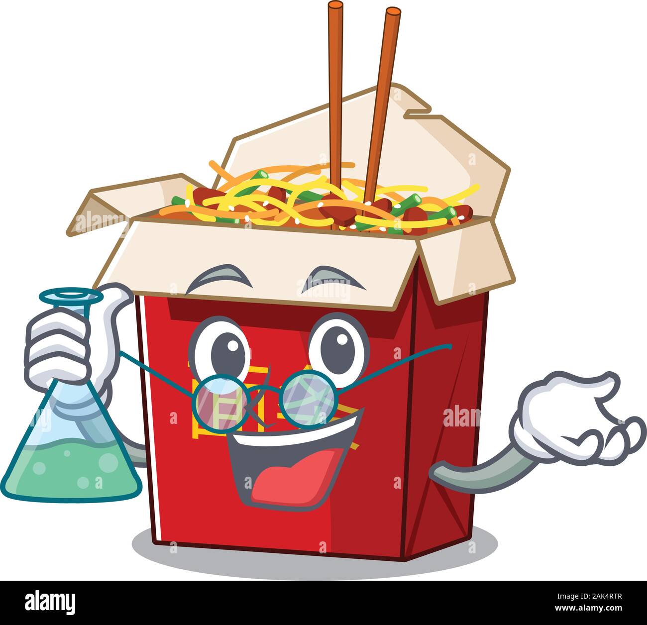 Smart Professor chinese box noodle cartoon character with glass tube ...