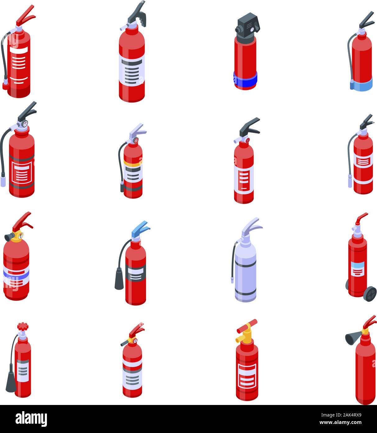 Fire extinguisher icons set, isometric style Stock Vector Image & Art ...