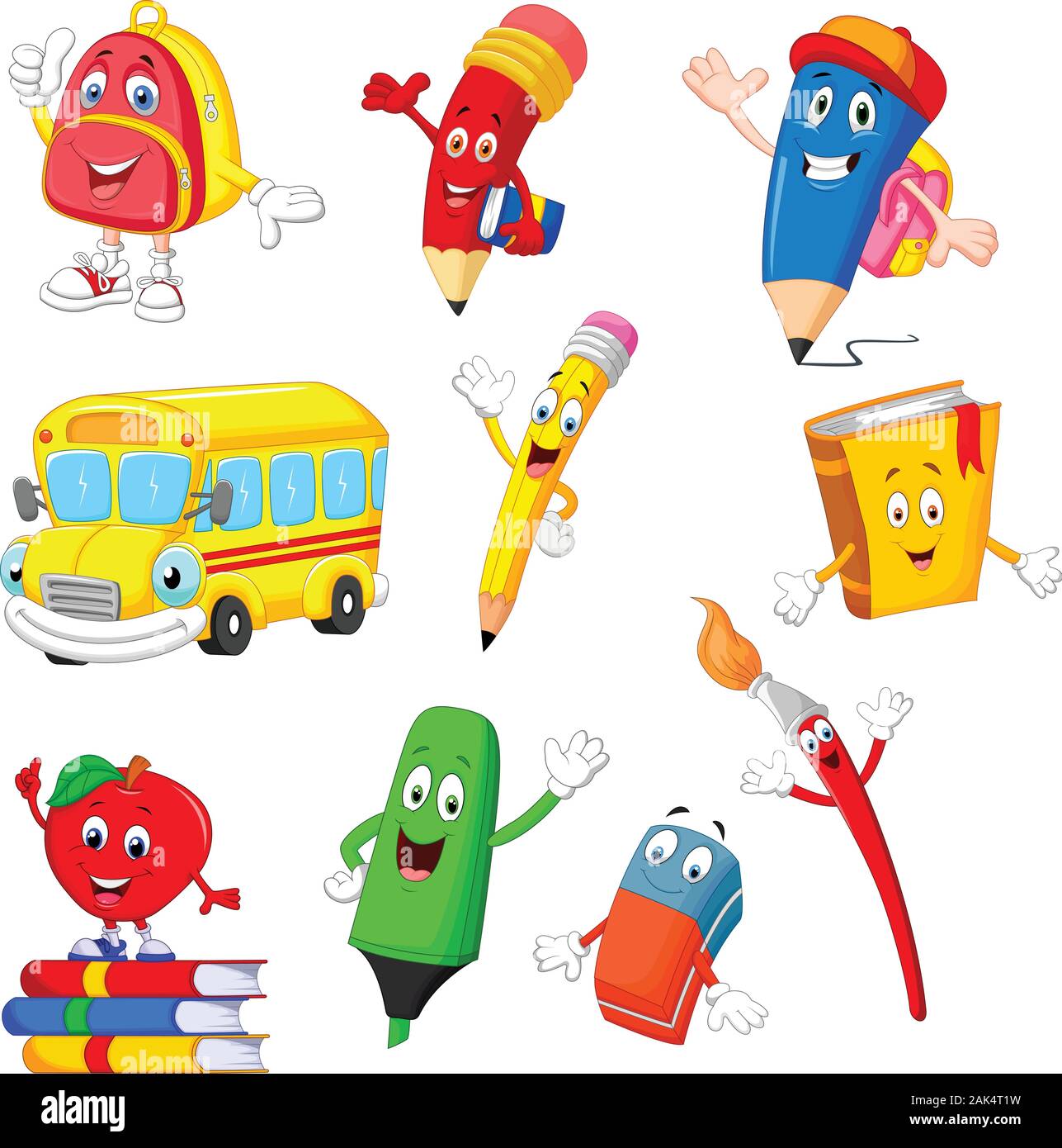 Cartoon school supplies collection set Stock Vector Image & Art - Alamy