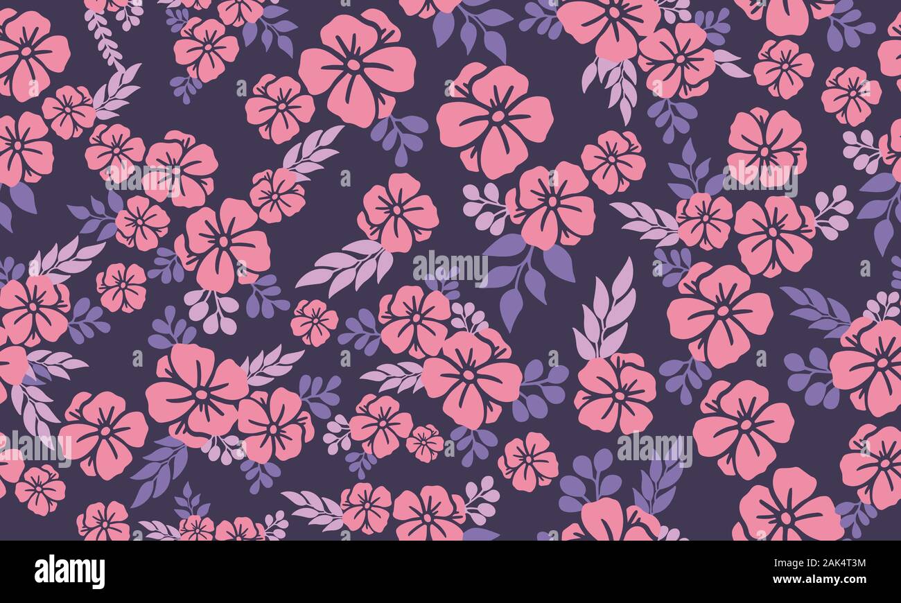 Unique and cute pink flower pattern background for valentine, with leaf ...