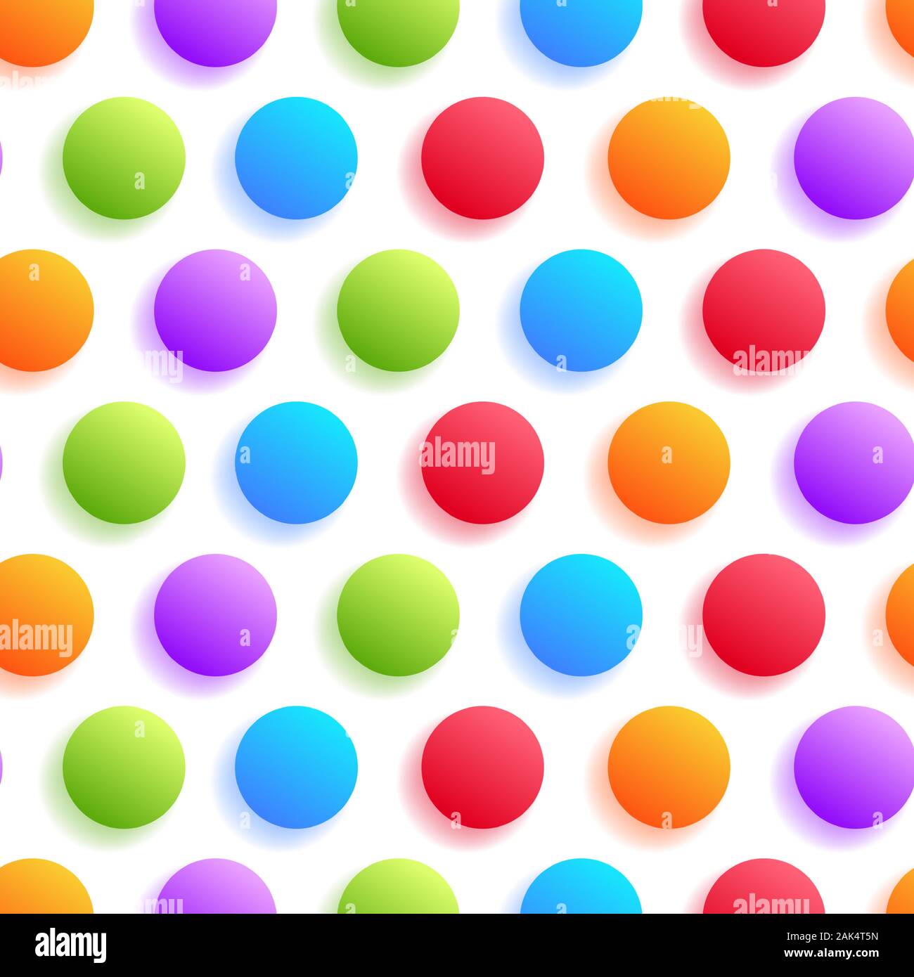 Realistic Colorful circle with shadow seamless pattern on white ...