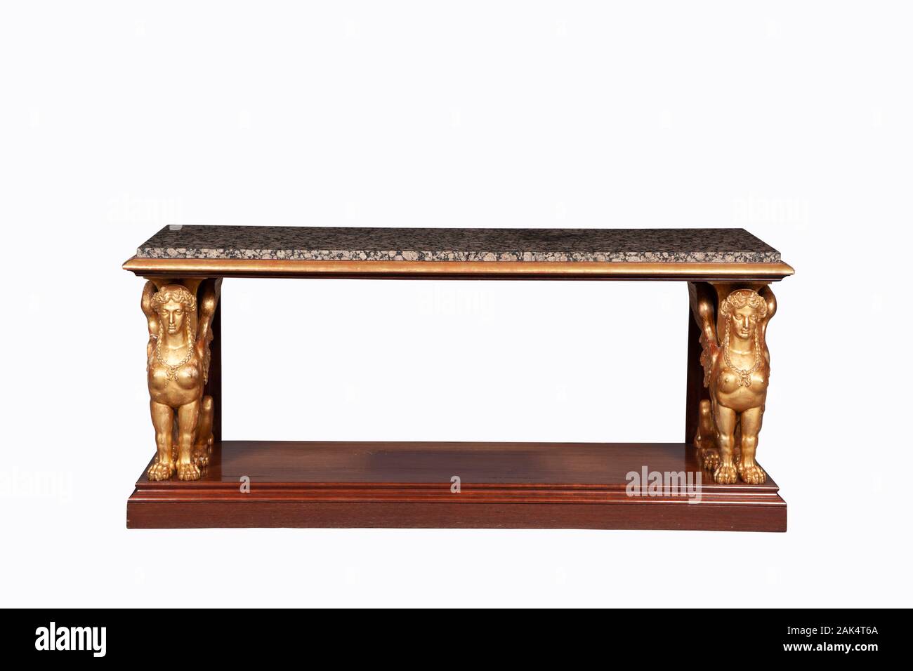 Office stylish wooden rectangular desk table on white background with ...