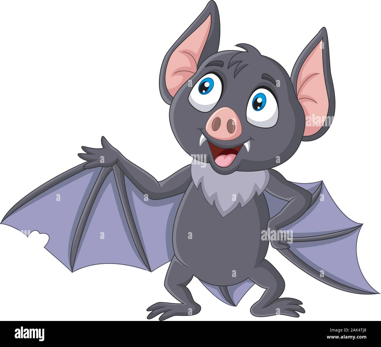 Cute bat cartoon waving isolated on white background Stock Vector Image ...