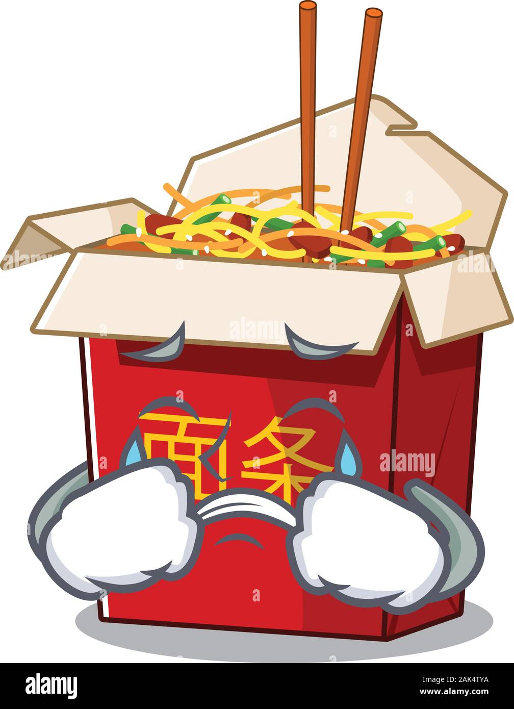 Sad of chinese box noodle cartoon mascot style Stock Vector Image & Art ...