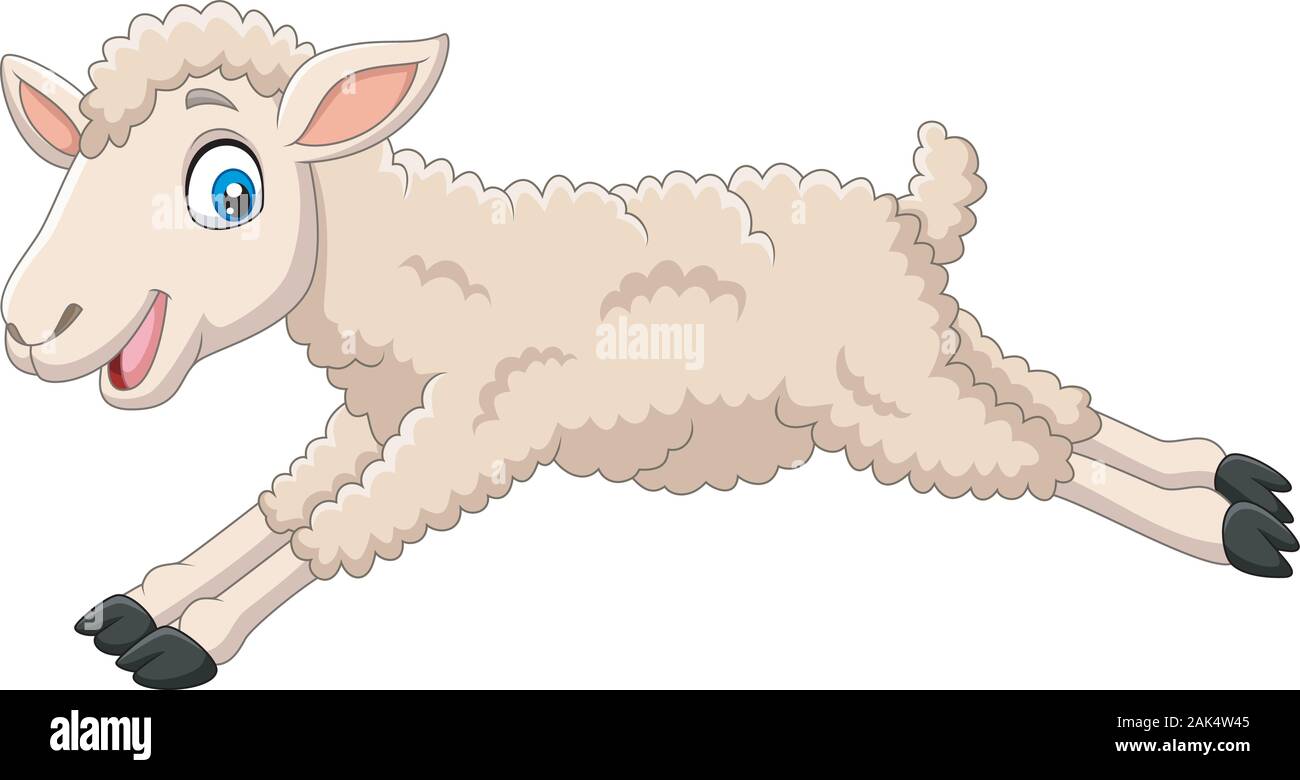 Cartoon happy lamb jumping on white background Stock Vector Image & Art ...