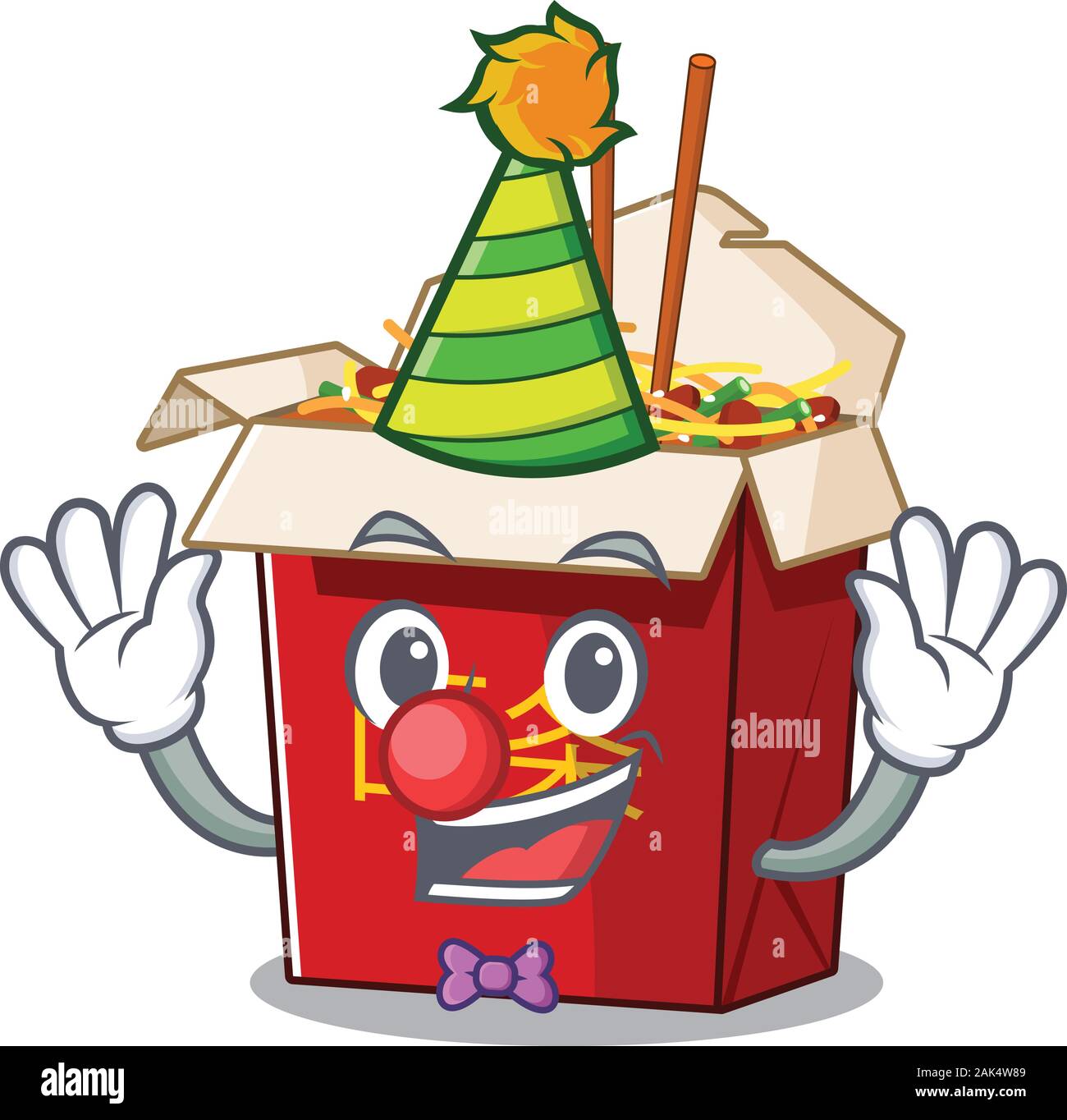 Funny Clown chinese box noodle cartoon character mascot design Stock ...