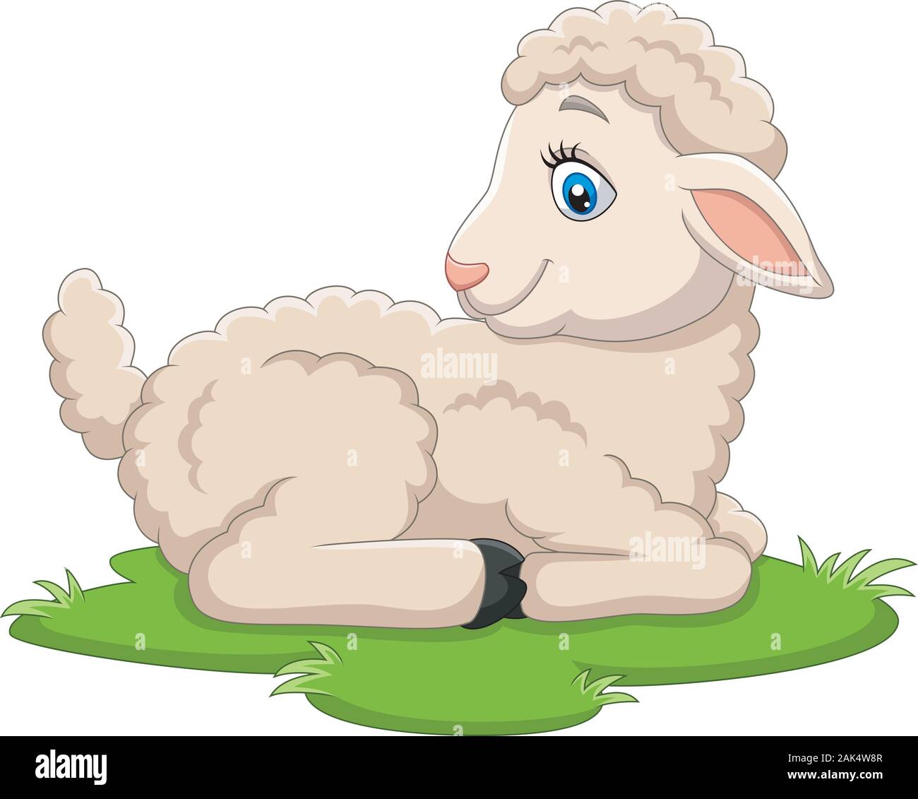 Cartoon happy lamb sitting on the grass Stock Vector Image & Art - Alamy