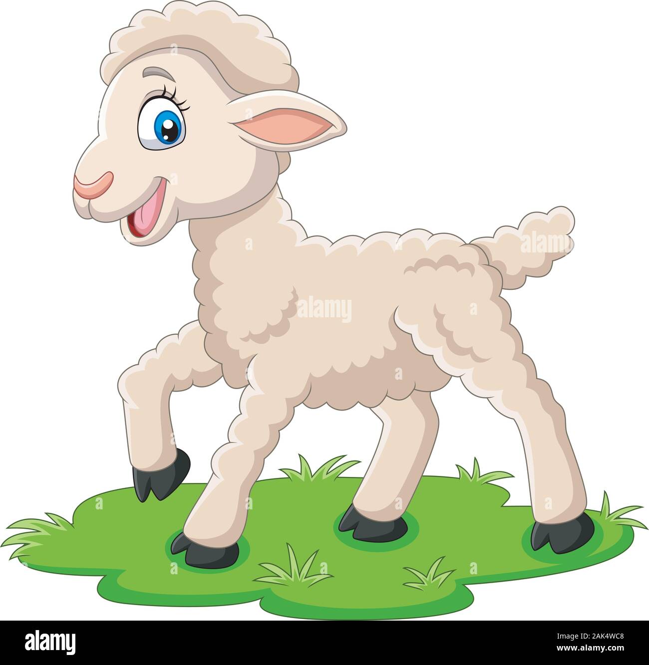 Cartoon happy lamb on the grass Stock Vector Image & Art - Alamy