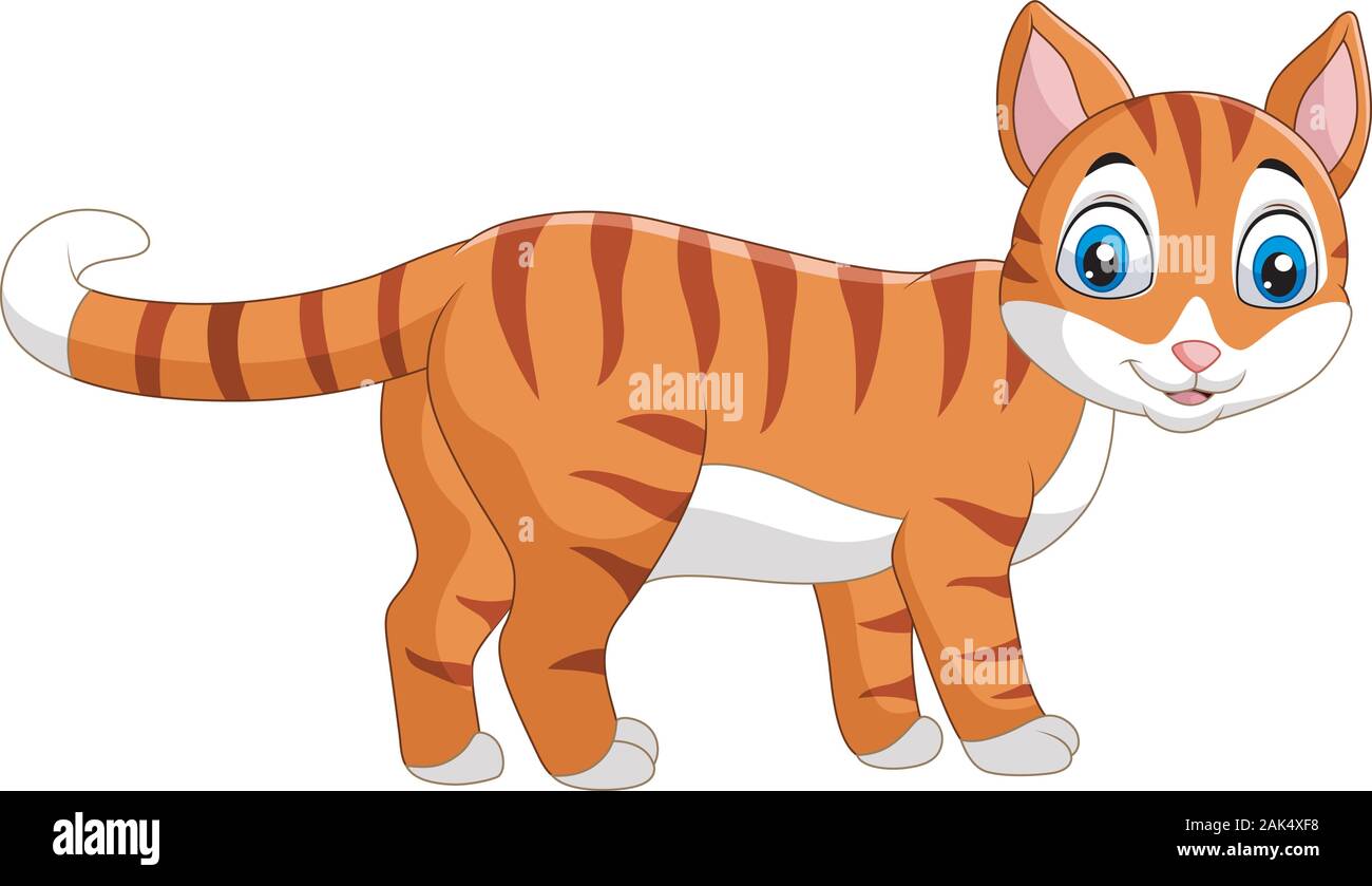 Cartoon funny cat isolated on white background Stock Vector Image & Art ...