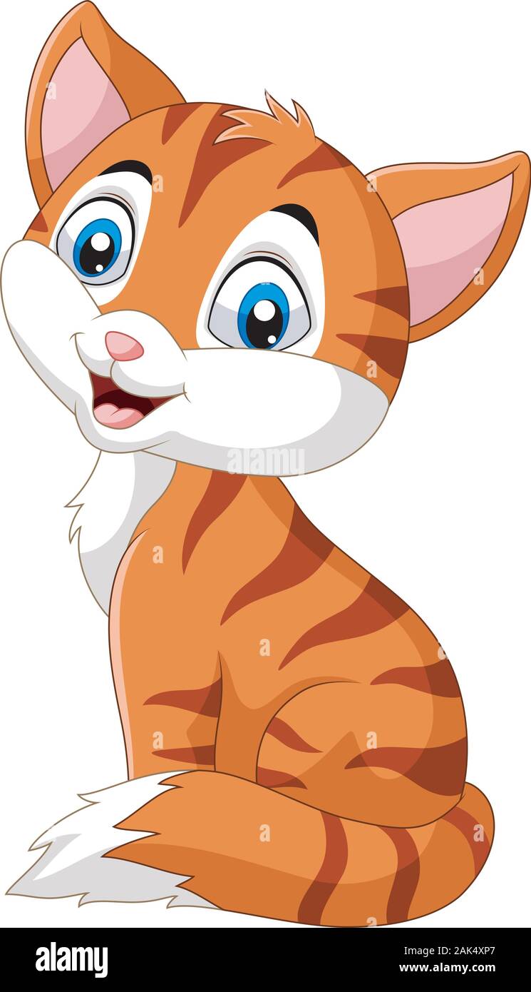 Cartoon funny cat isolated on white background Stock Vector Image & Art ...