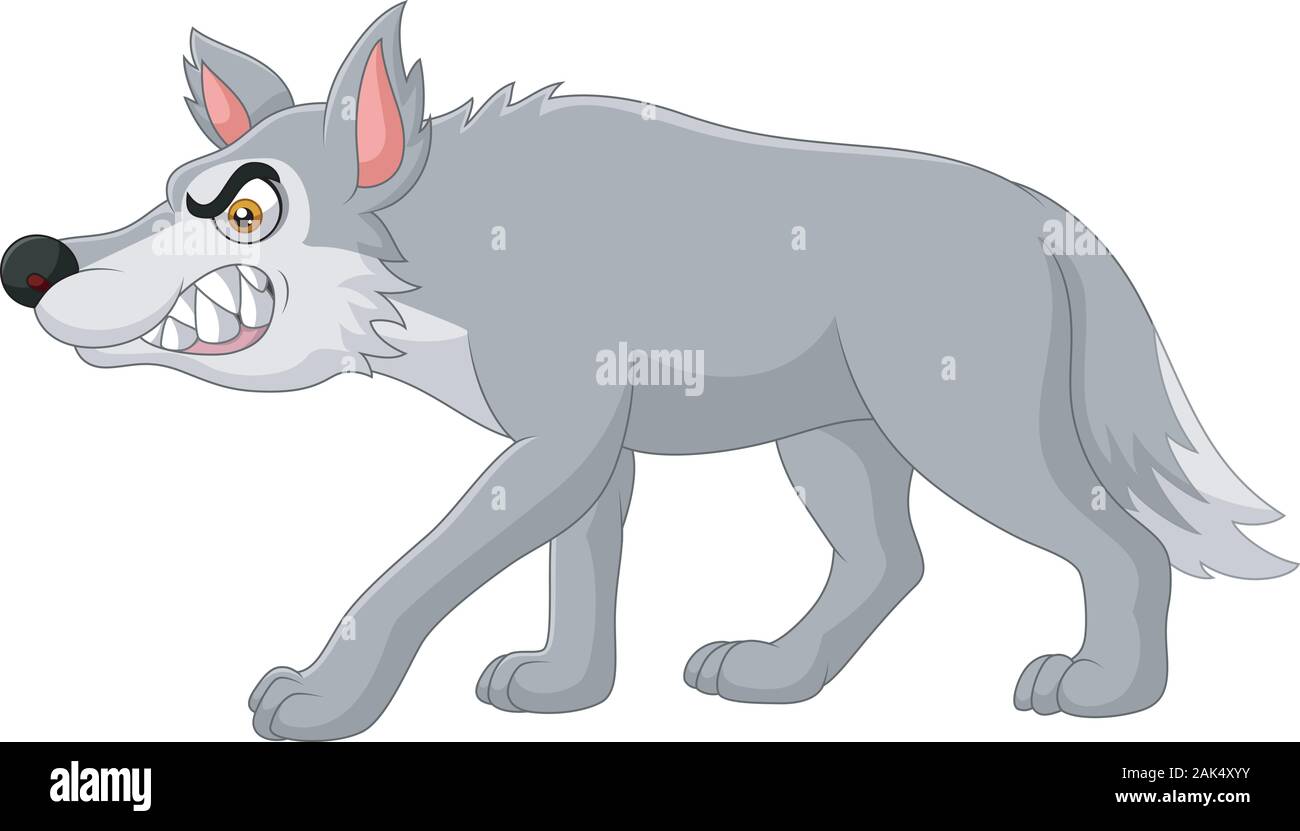 Cartoon angry wolf isolated on white background Stock Vector Image ...