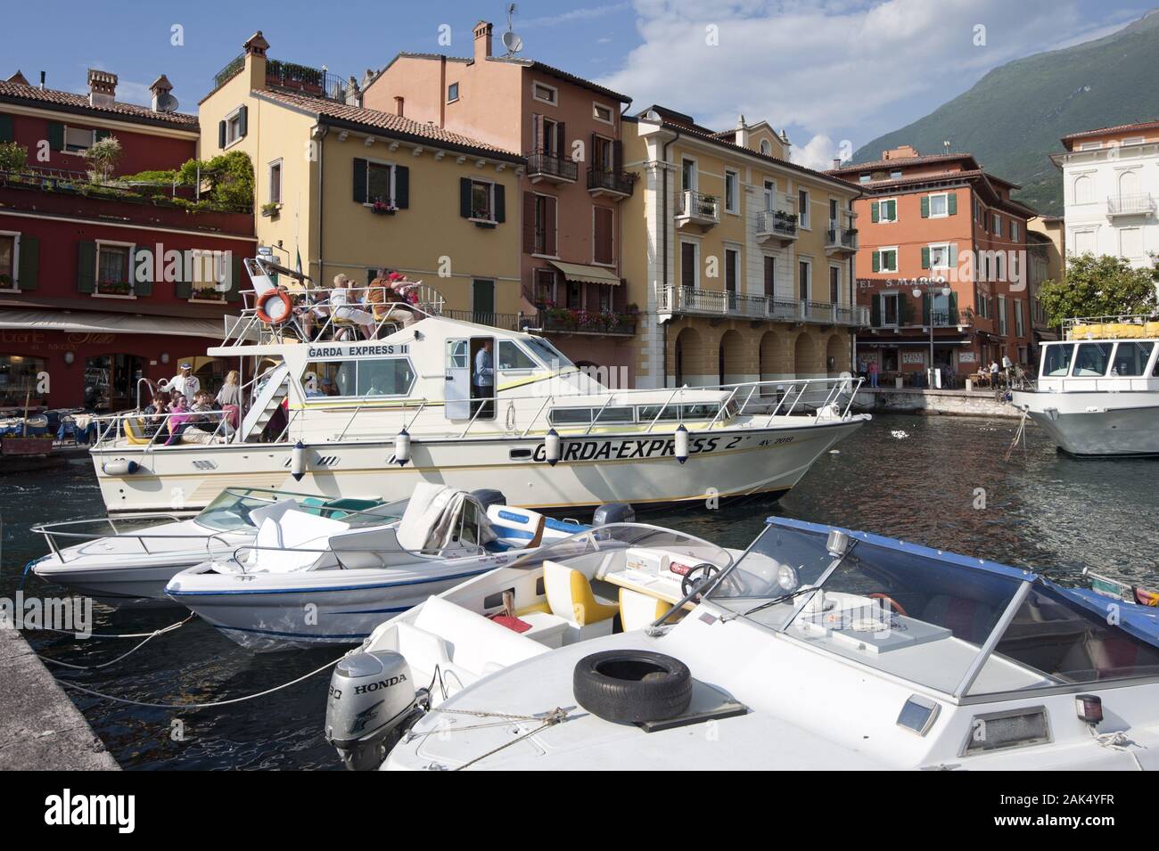 Boote im Hafen von Malcesine, Gardasee | usage worldwide Stock Photo ...