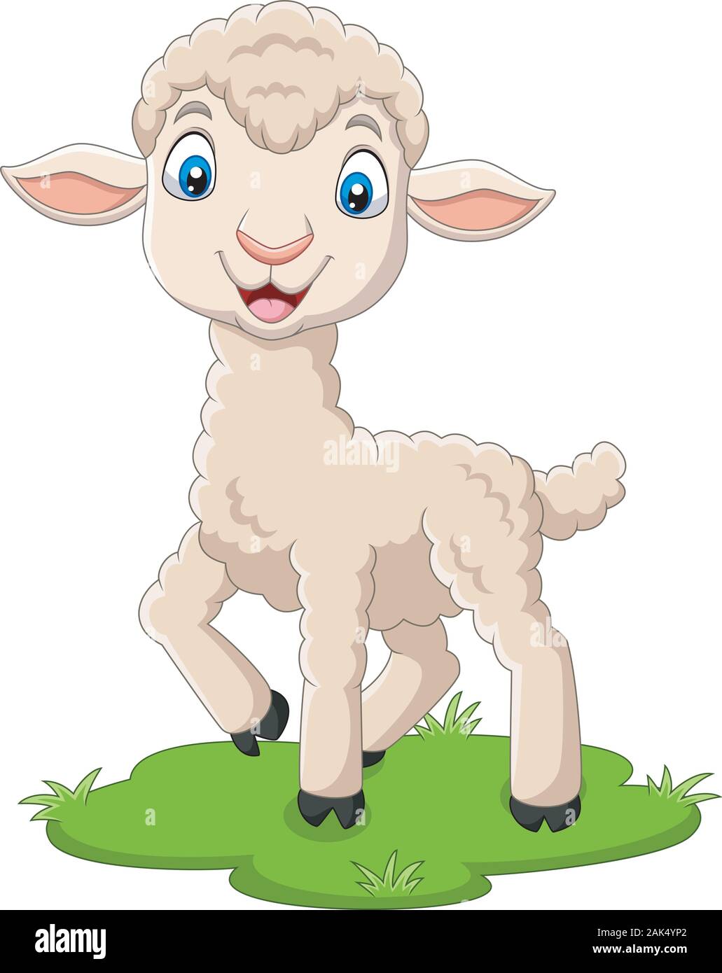 Cartoon happy lamb on the grass Stock Vector Image & Art - Alamy