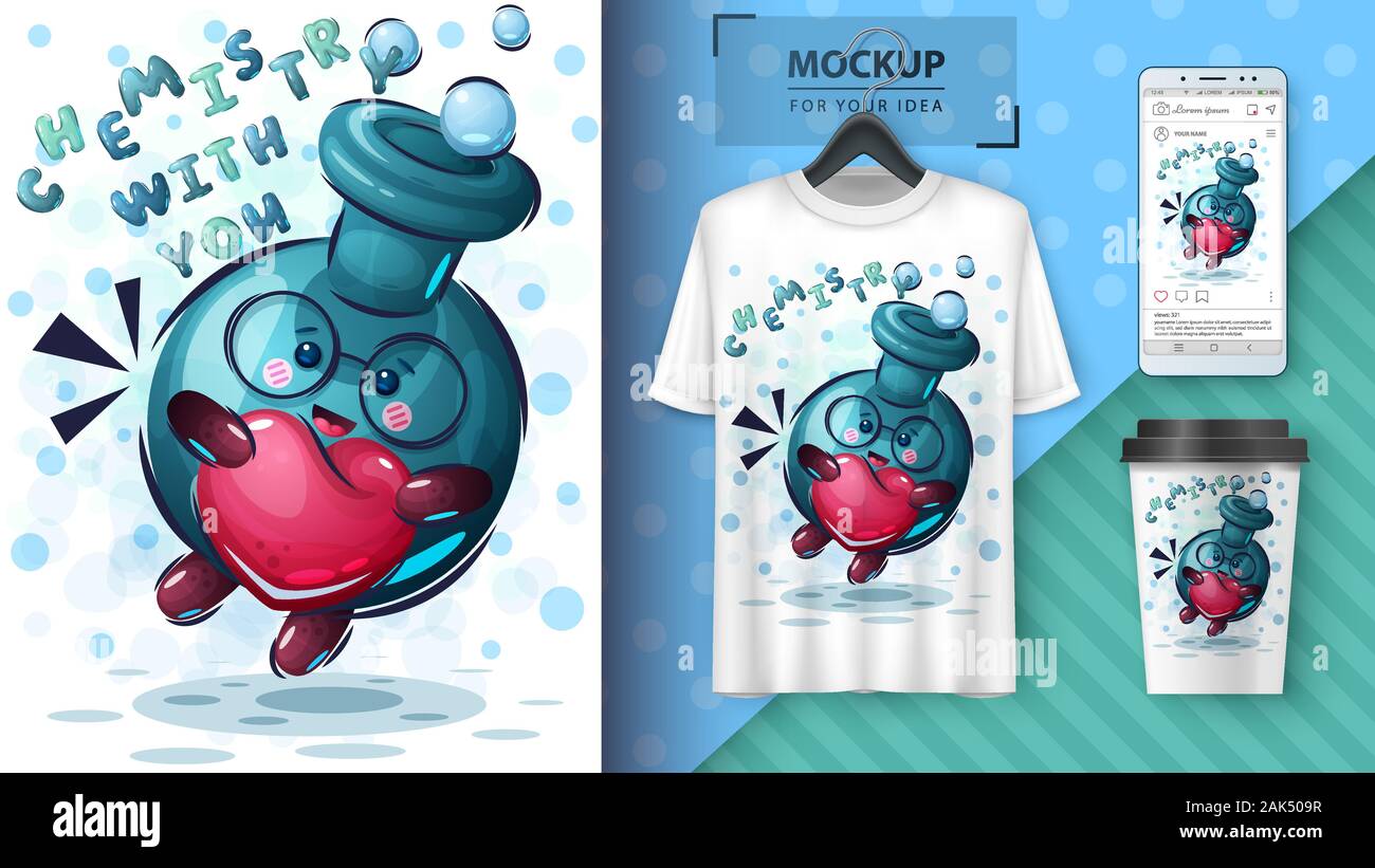 Flask with heart poster and merchandising Stock Vector Image & Art - Alamy