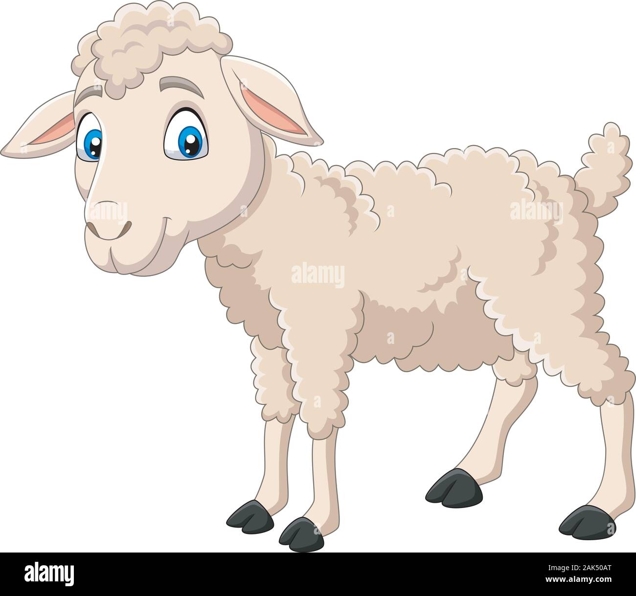 Cartoon happy lamb isolated on white background Stock Vector Image ...