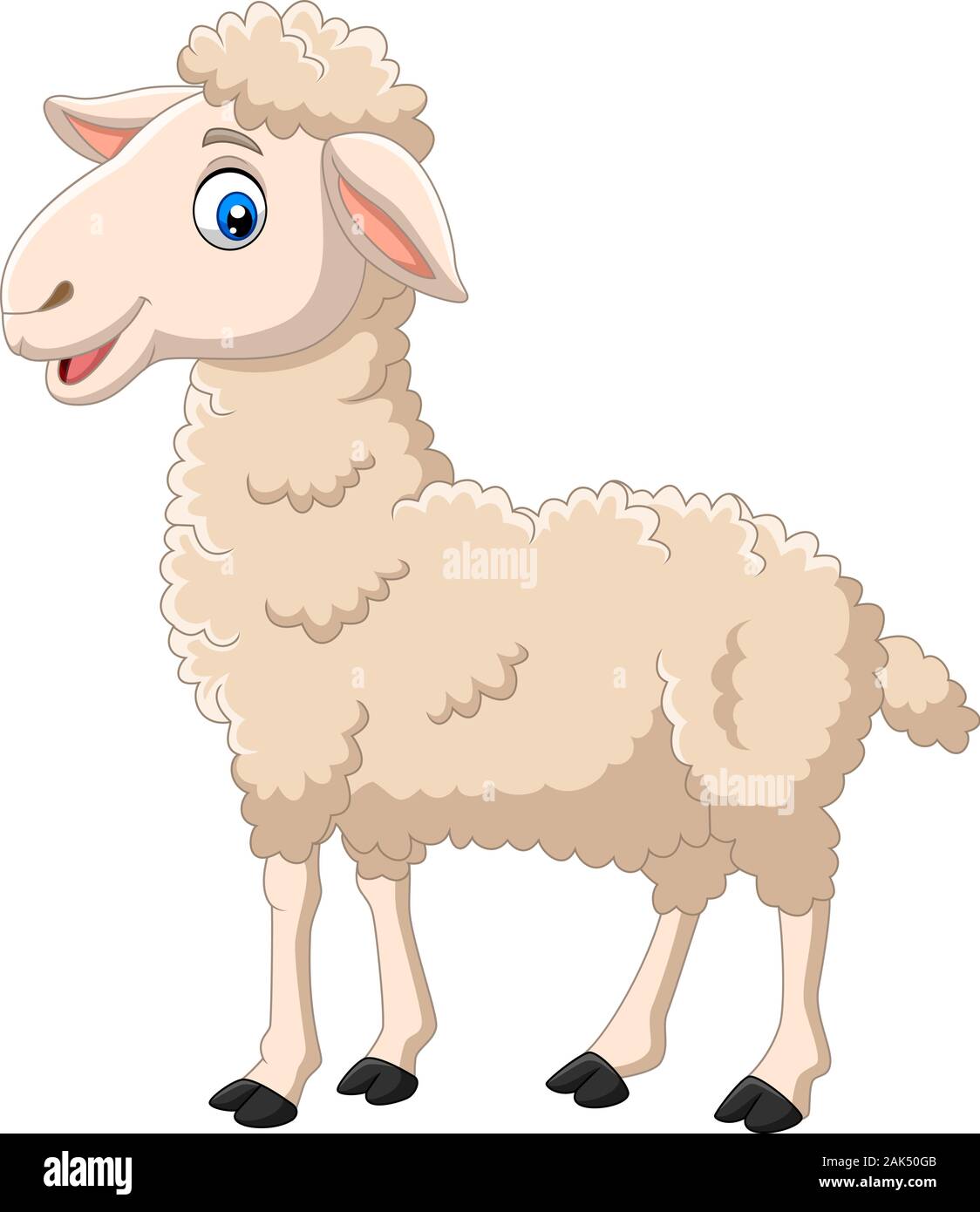 Cartoon happy lamb isolated on white background Stock Vector Image ...
