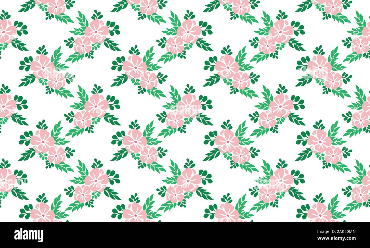 Romantic flower pattern background for valentine, with leaf and floral ...