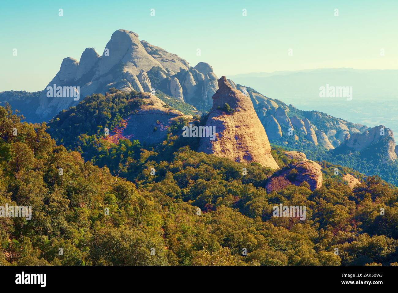 Montserrat mountains scenery in the twilight Stock Photo - Alamy