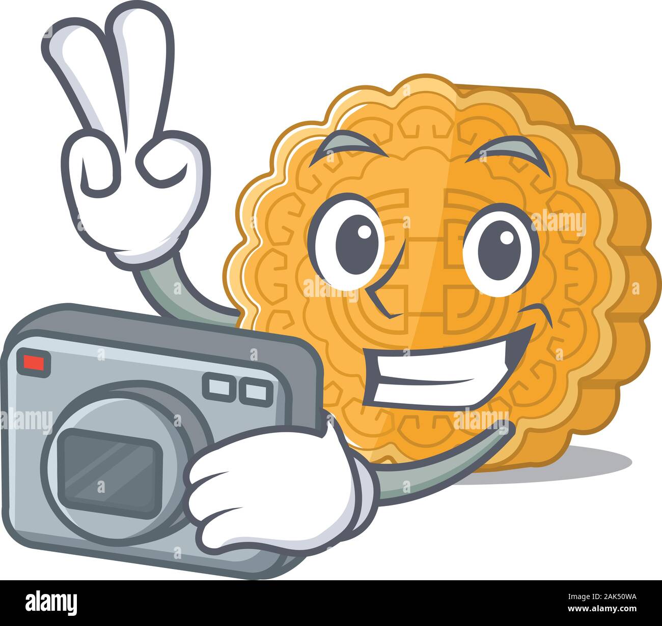 Cool Photographer chinese mooncake character with a camera Stock Vector ...