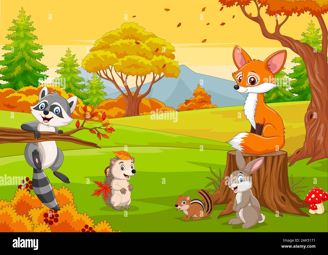 Animals playing in forest Stock Vector Images - Alamy
