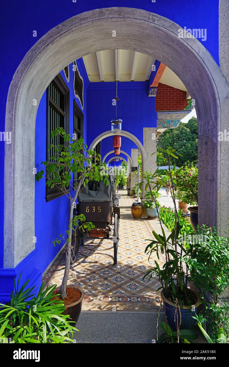 PENANG, MALAYSIA -6 DEC 2019- View of the Blue Mansion, a luxury ...