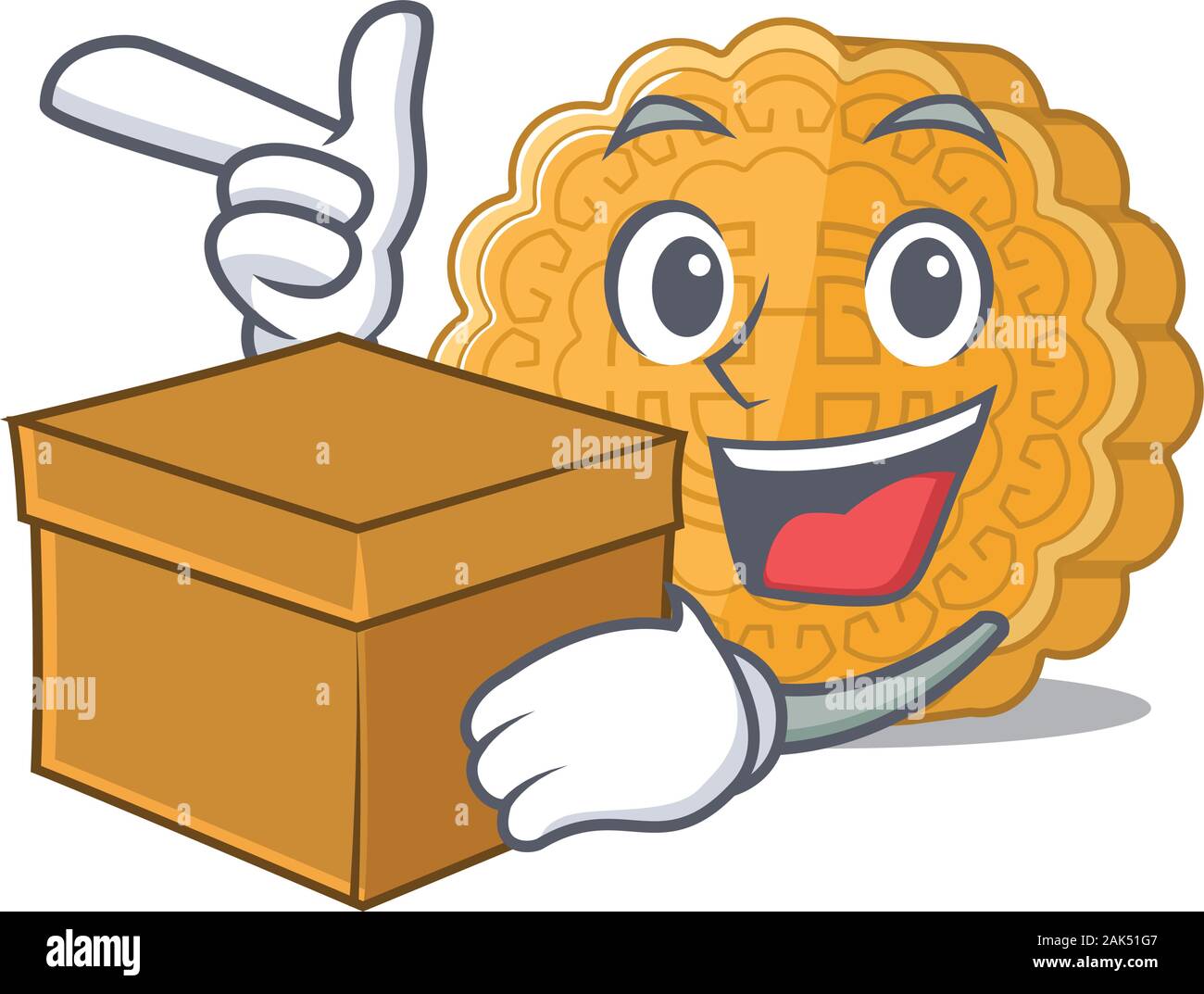Cute chinese mooncake cartoon character having a box Stock Vector Image ...