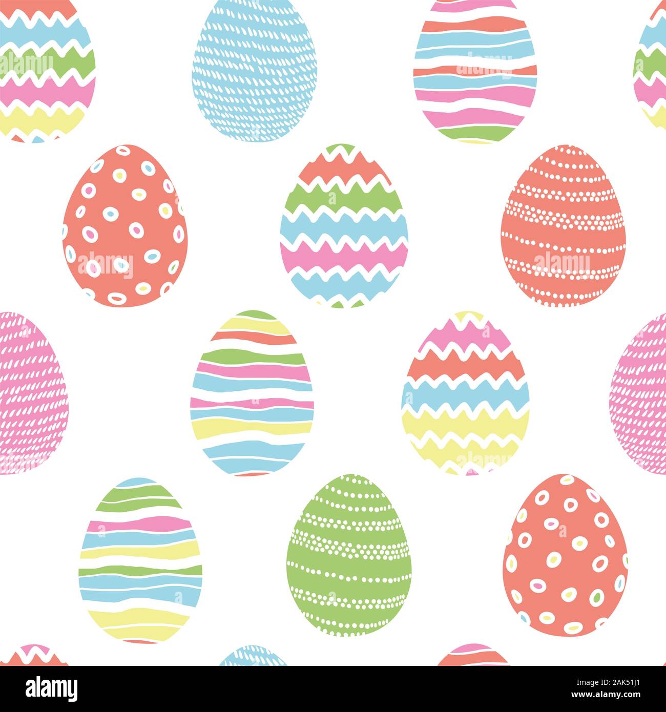 Cute hand drawn easter eggs seamless pattern, doodle eggs hanging - great for banners ...