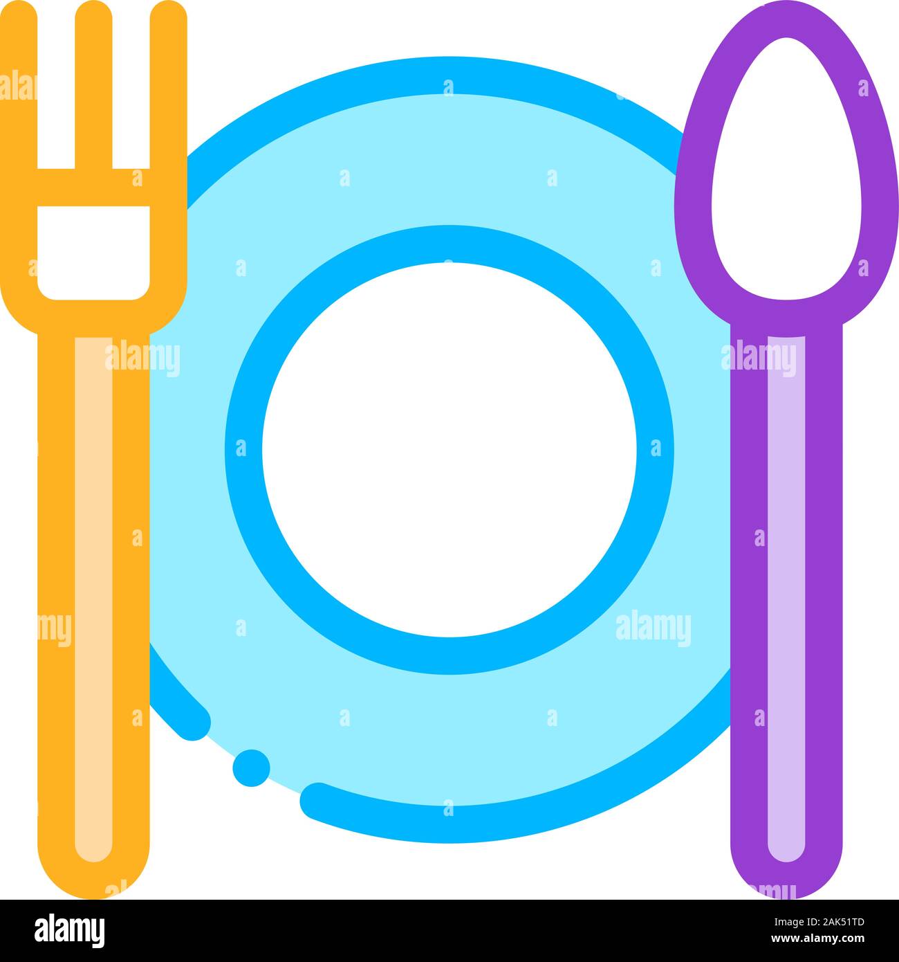 Plate Fork And Spoon Vector Sign Thin Line Icon Stock Vector Image ...