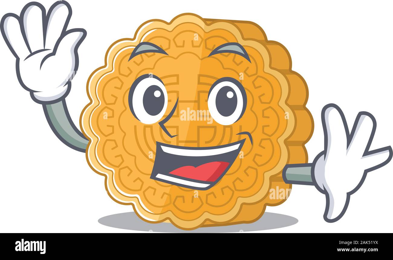 Waving friendly chinese mooncake cartoon character design Stock Vector ...