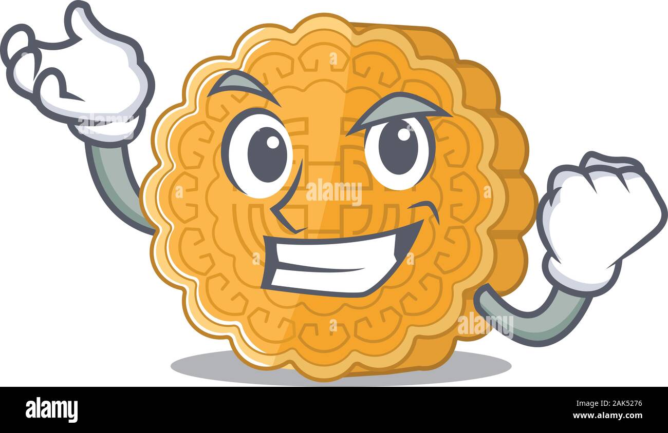 Happy confident Successful chinese mooncake cartoon character style ...