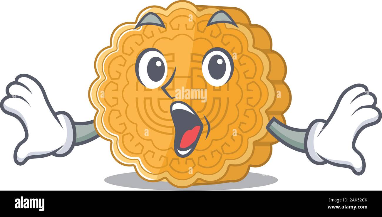 Chinese mooncake cartoon character design on a surprised gesture Stock ...