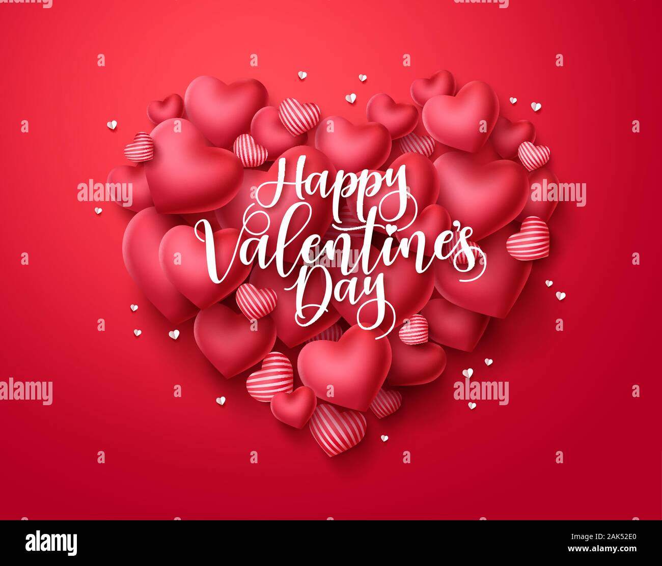Valentines day hearts vector greeting card. Happy valentines day text ...